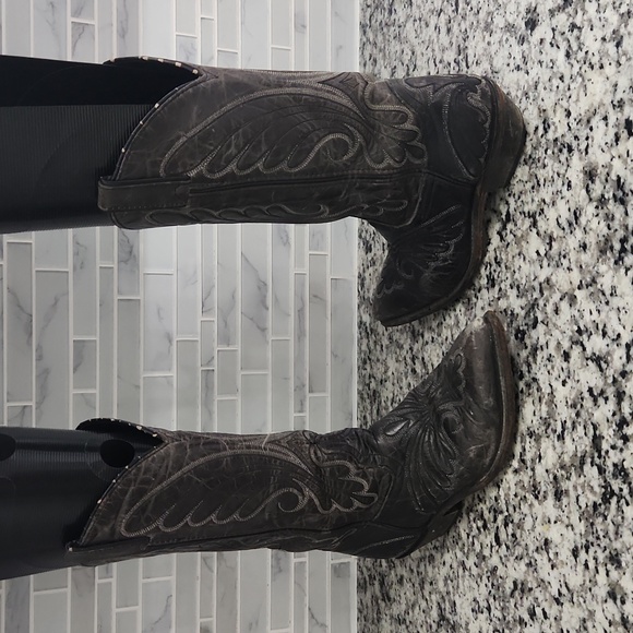 Code West | Shoes | Vintage Gray Leather Code West Cowboy Boots Sz ...